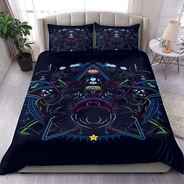 Mario Bedding Set Black Super Mario Bros Duvet Covers Black Unique Gif ...
