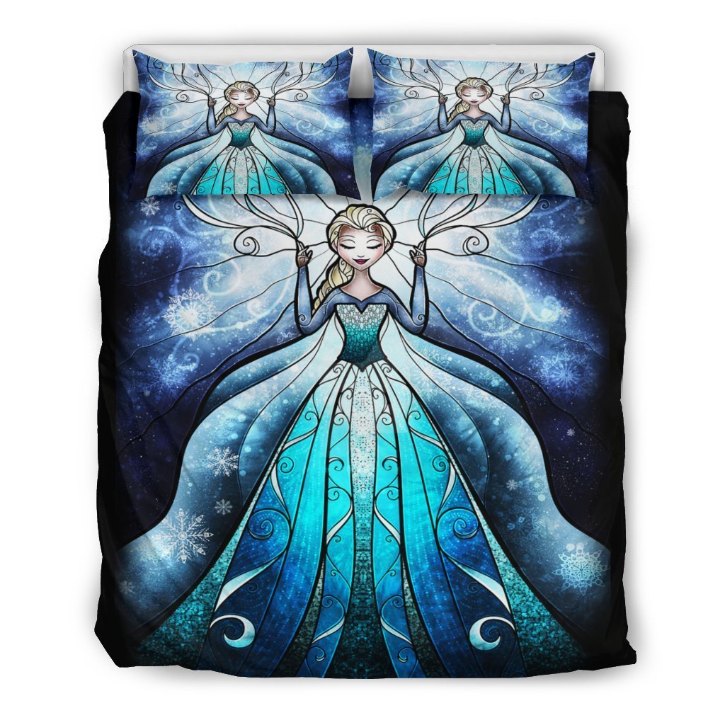 Frozen Bedding Set Frozen Elsa Stained Glasses Style Duvet Covers Blue ...