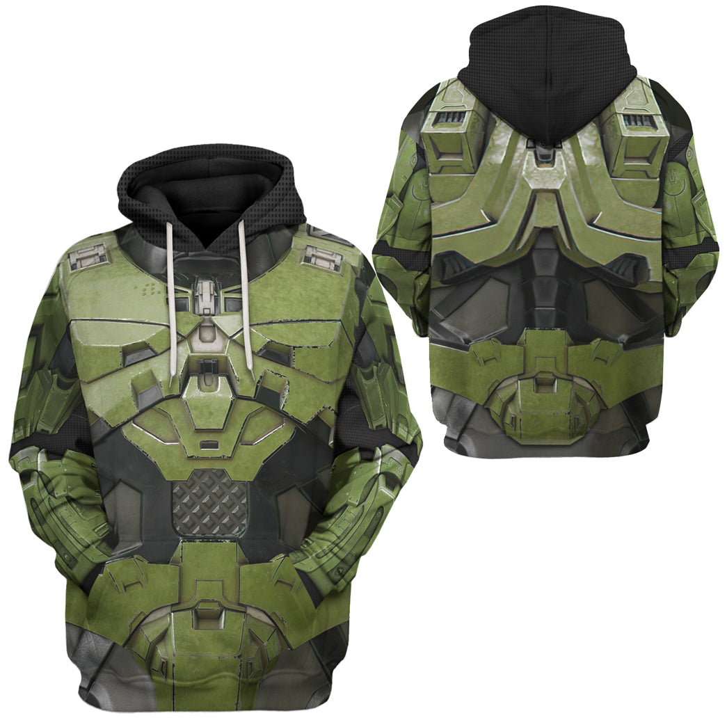 Halo Hoodie Halo Infinite Masterchief Armor Suit Costume T-shirt Green ...