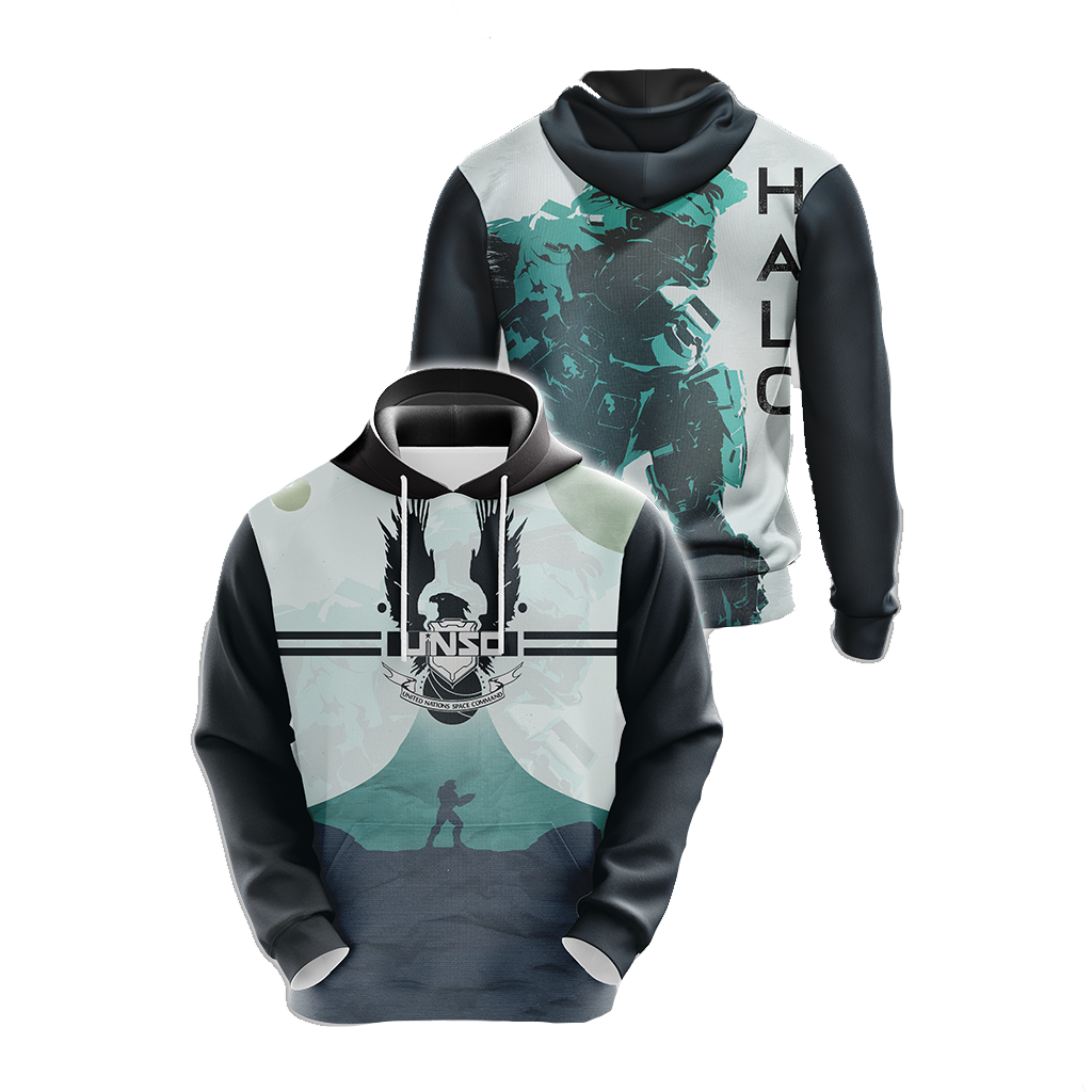 Halo Hoodie Halo USNC Character Silhouette Hoodie White Black Unisex ...