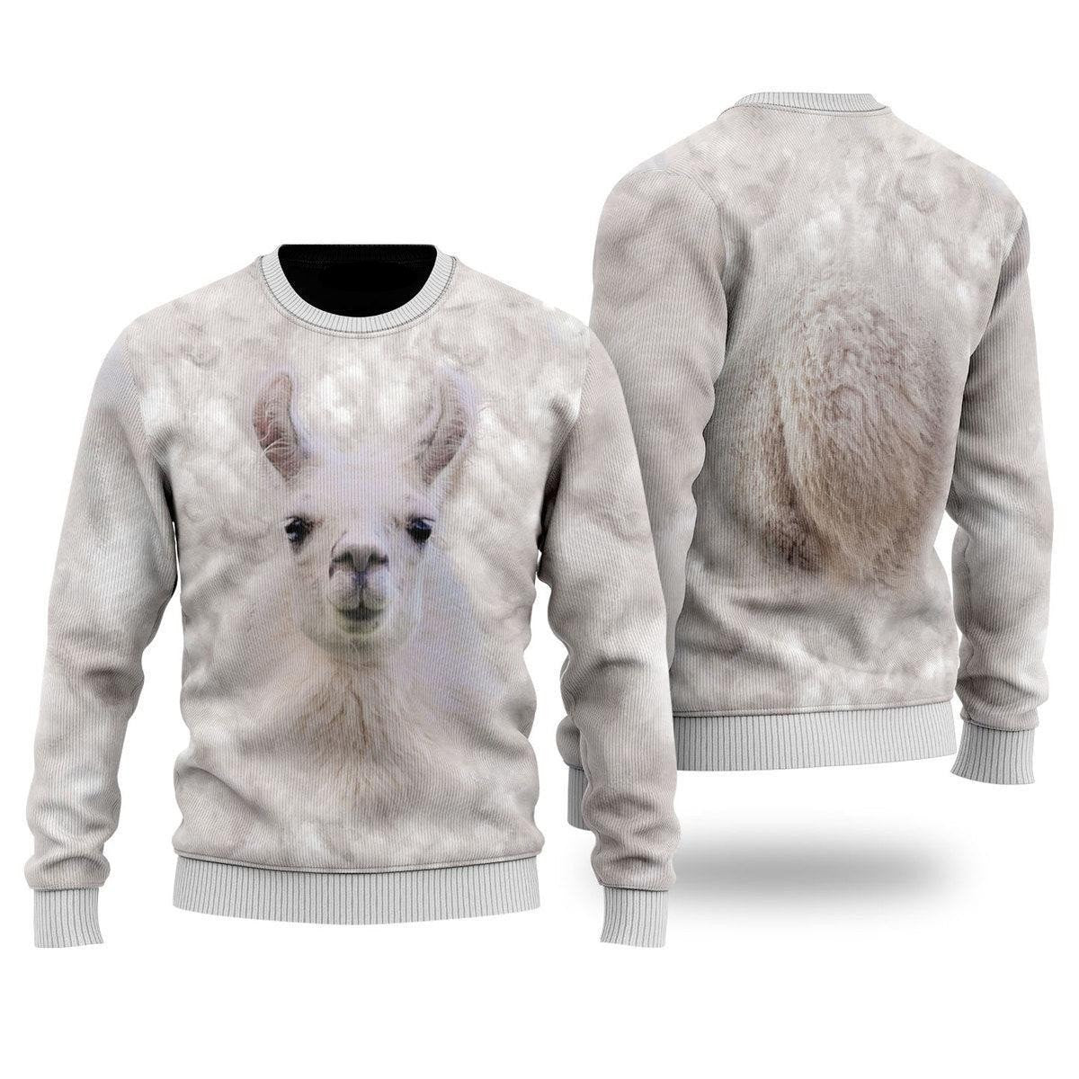 Llama Sweatshirt Llama Fur 3D Costume Sweatshirt Gray Unisex – Unifinz