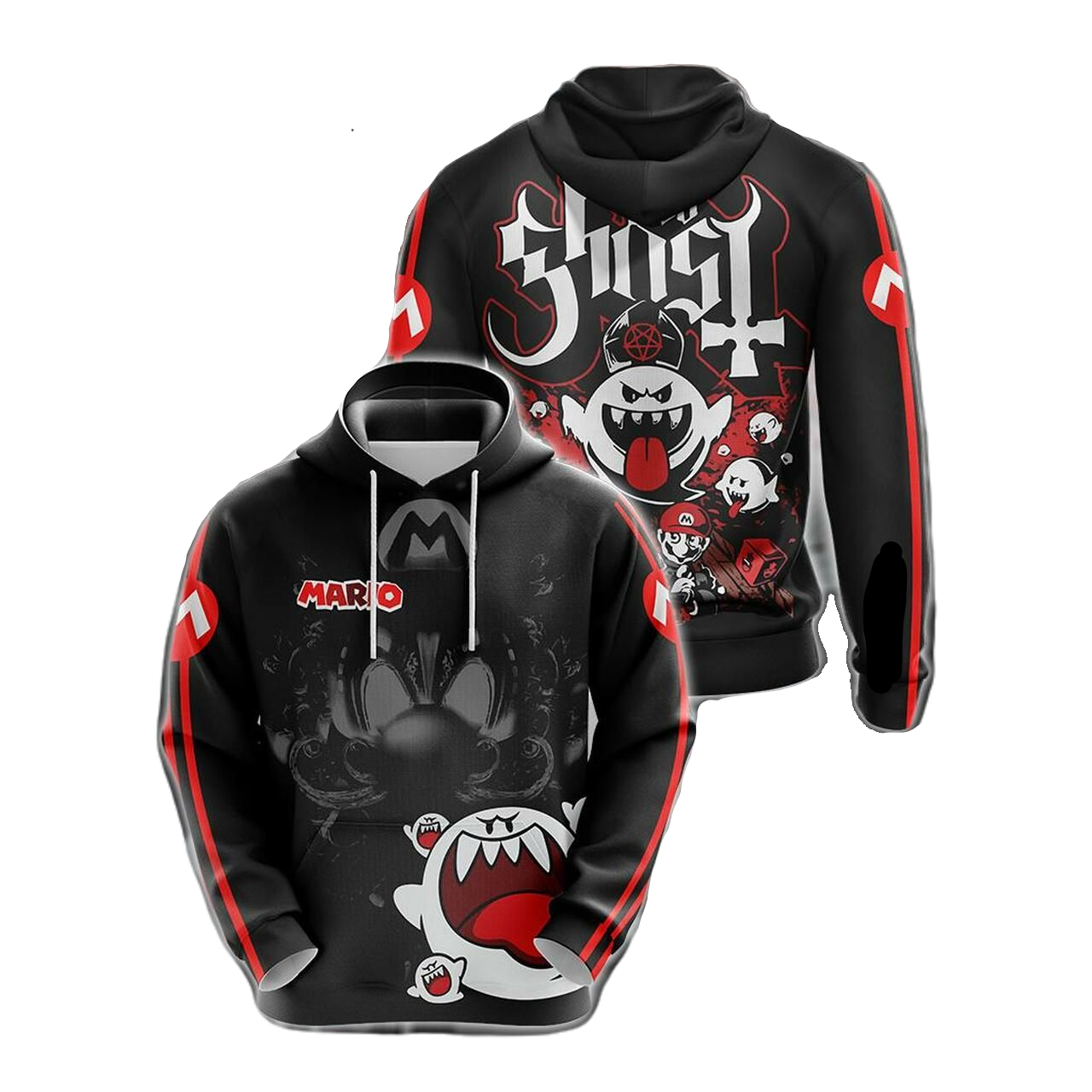 Mario Hoodie Mario Boo Ghost Hoodie Black Unisex – Unifinz