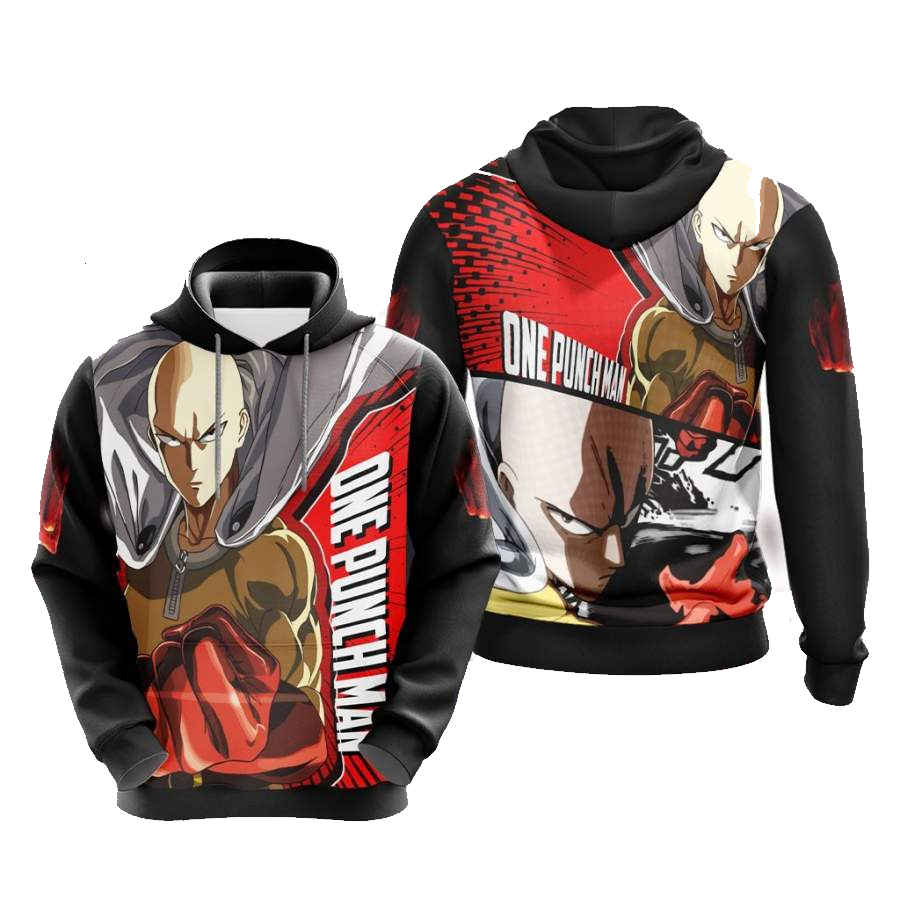 One Punch Man Hoodie One Punch Man Saitama New Look T-shirt Black Red ...