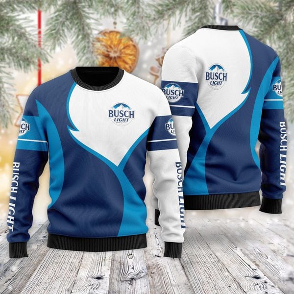 Busch Light Sweatshirt Busch Light Logo Plain Sweatshirt Blue White Un ...