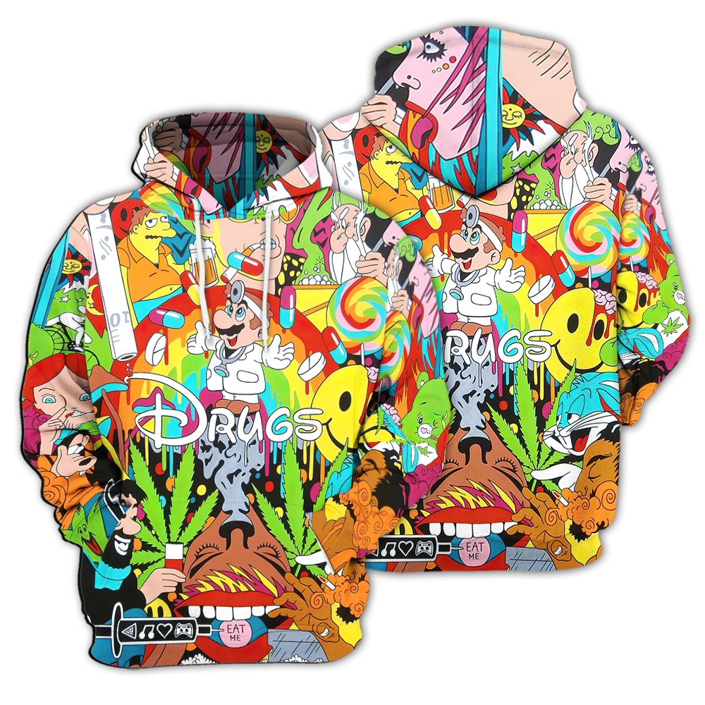 Mario Hoodie Dr Mario Drugs Hoodie Colorful Unisex – Unifinz