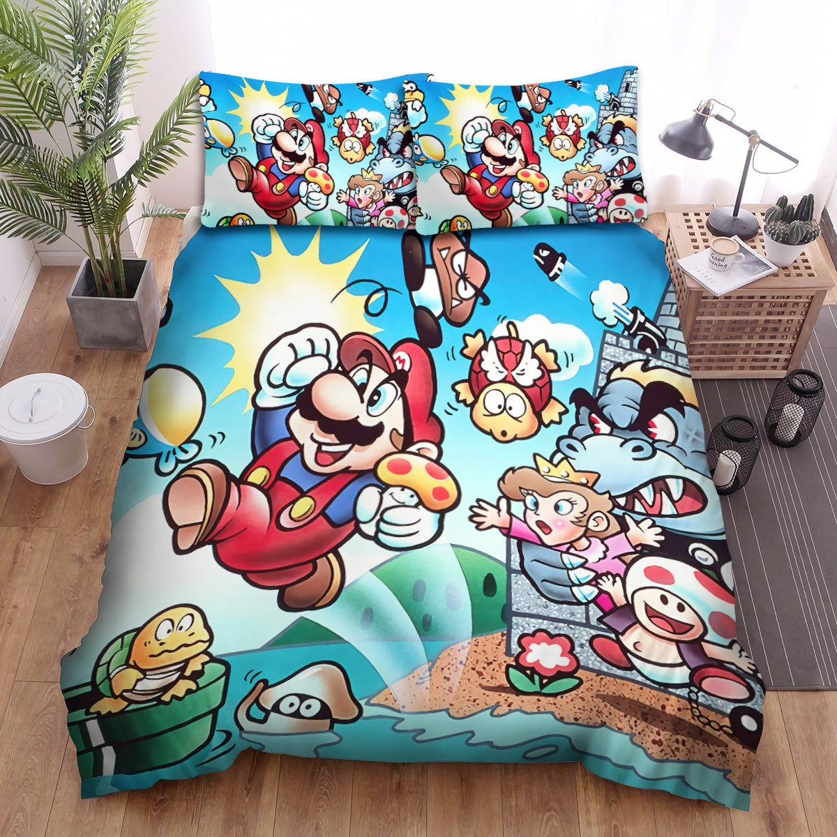 Mario Bedding Set Super Mario Characters In Vintage Duvet Covers Color ...