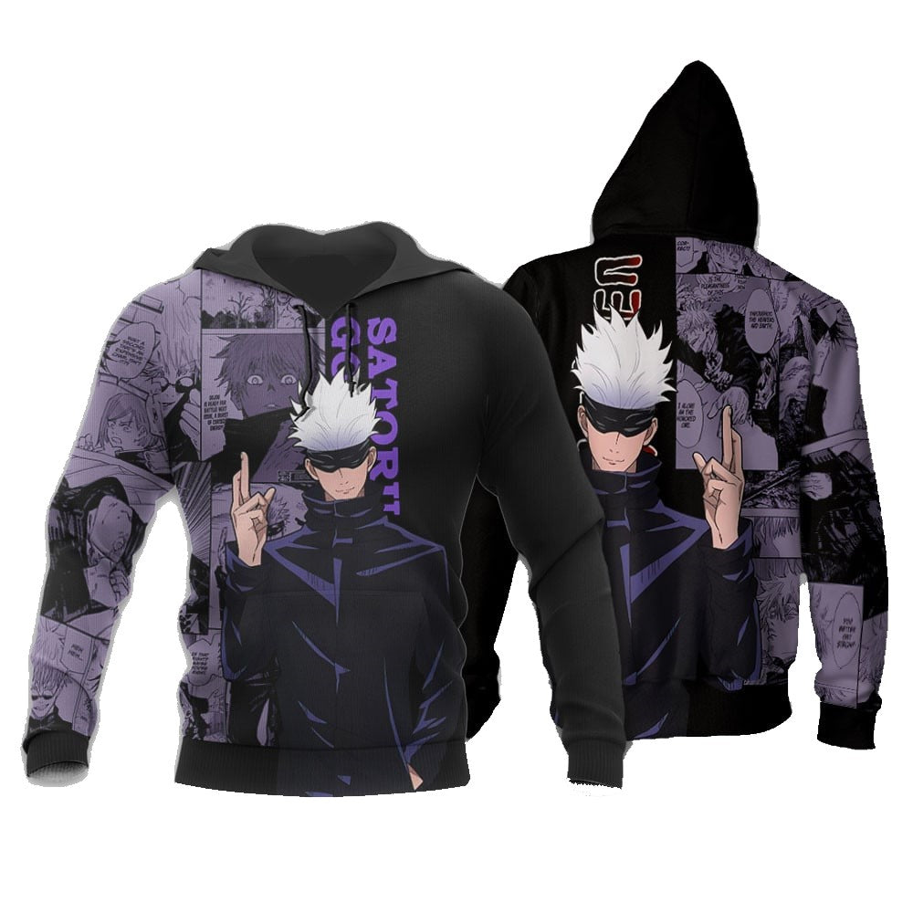 Jujutsu Kaisen Hoodie Jujutsu Kaisen Satoru Gojo Manga Hoodie Black Un ...