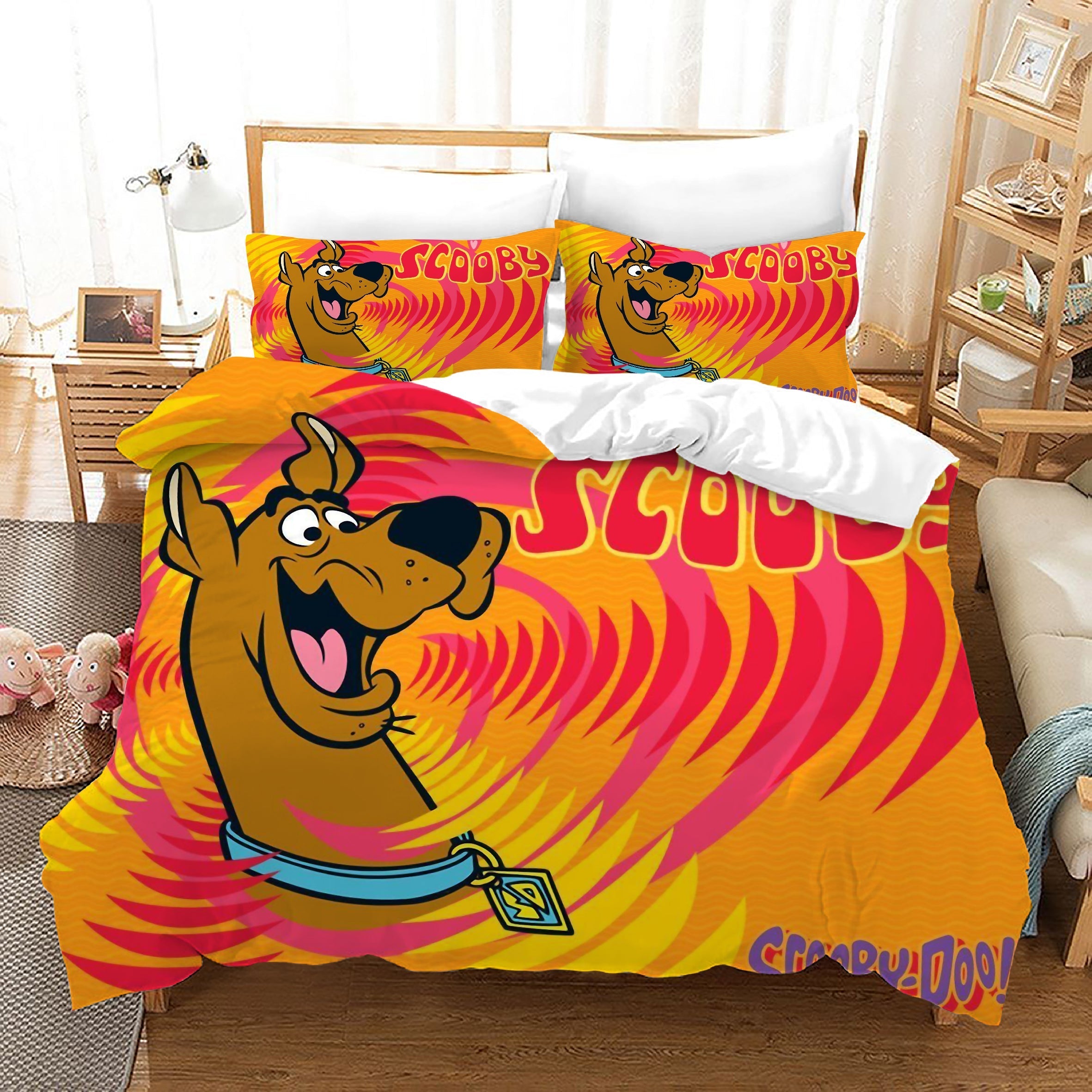 Scooby Doo Bedding Set Scooby Doo Face Ilusion Duvet Covers Orange Uni ...