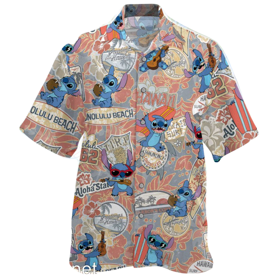 Stitch Hawaii Shirt Onnolulu Beach Stitch Pattern Aloha Shirt Colorful ...