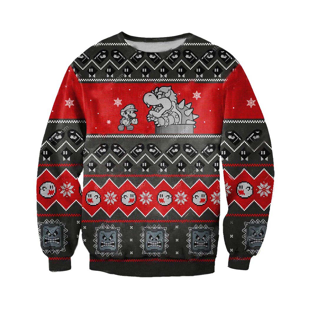 Mario Sweatshirt Mario Fight Bowser Sweatshirt Red Black Unisex – Unifinz