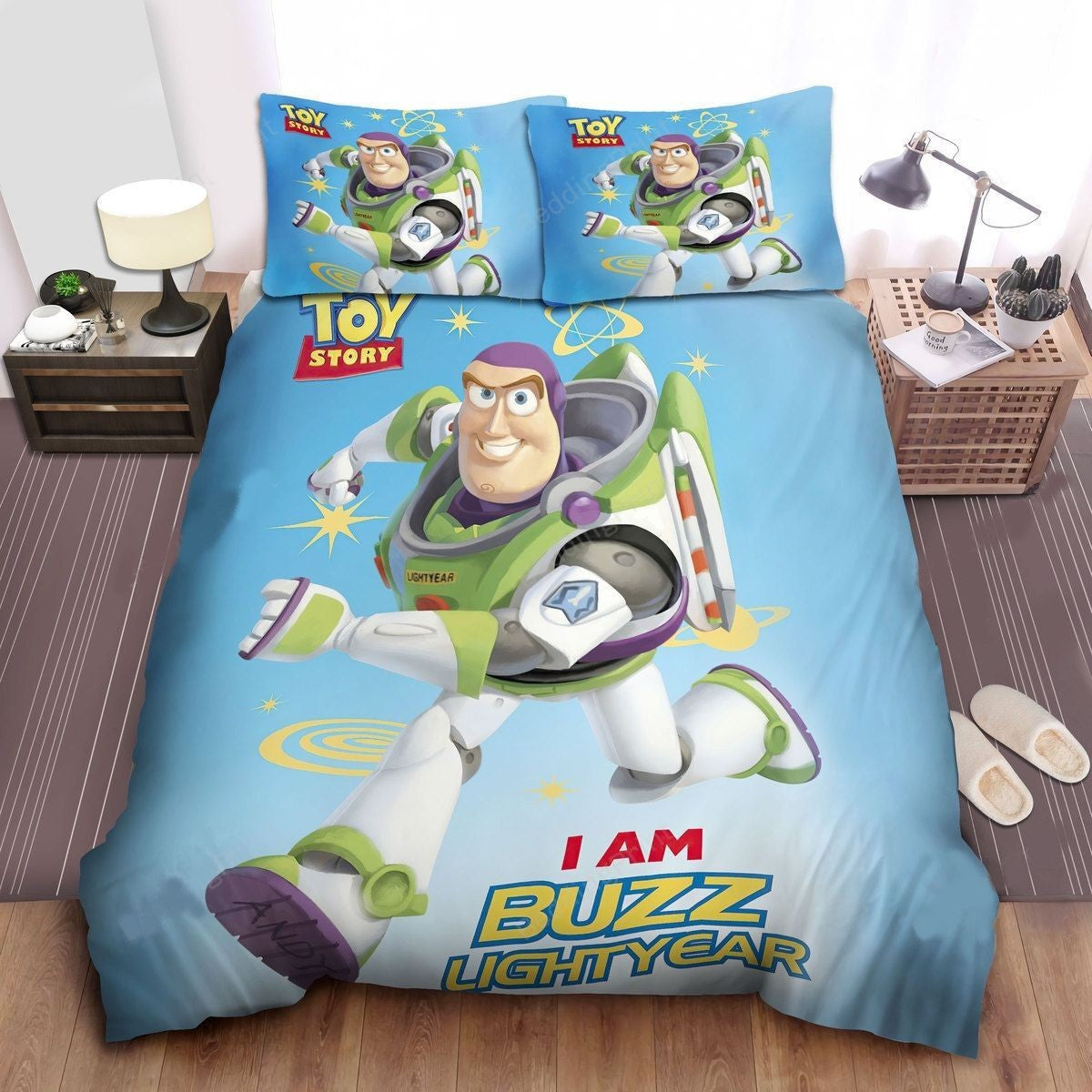 Toy Story Bedding Set DN I Am Buzz Lightyear Poster Duvet Covers Blue ...