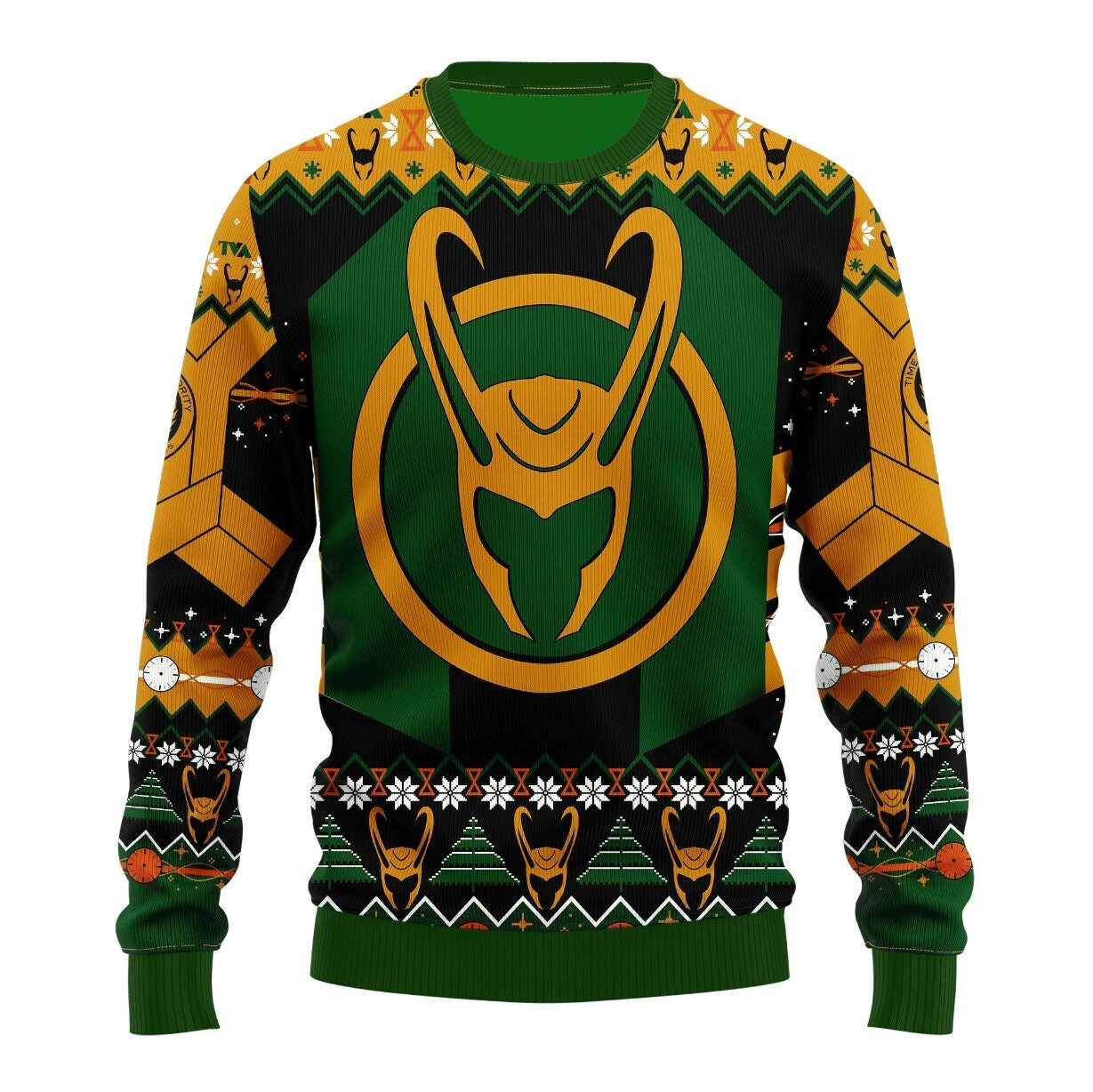 Loki Sweatshirt Loki Times TVA Pattern Sweatshirt Yellow Green Unisex ...