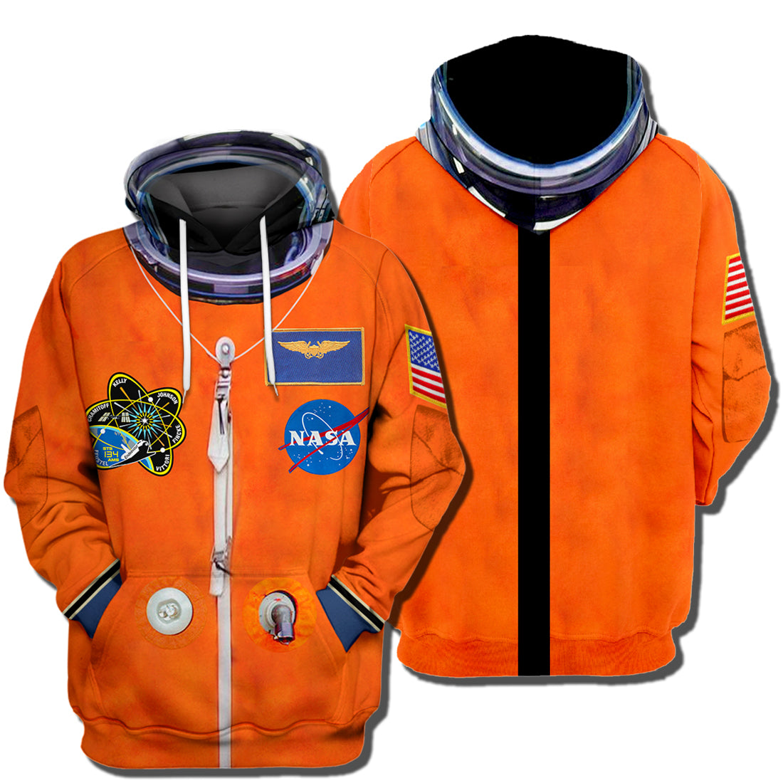 NASA Hoodie Astronaut Space Suit Cosplay Costume Orange T-shirt NASA S ...