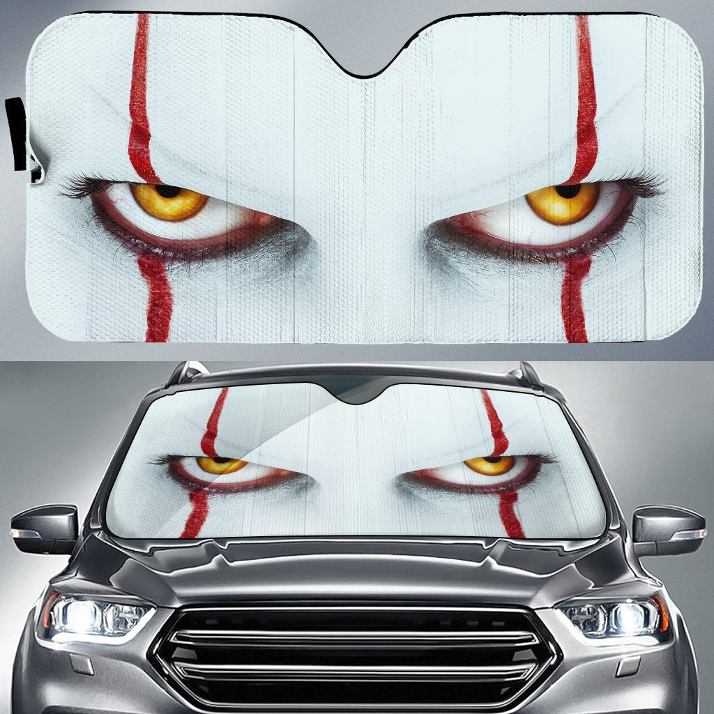 Unifinz IT Horror Car Sun Shade Pennywise Clown Eyes Windshield Sun Sh