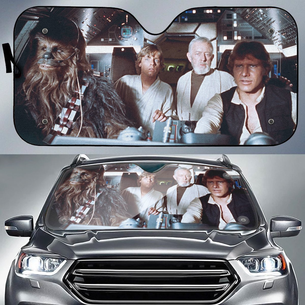 Unifinz Star Wars Car Sun Shade Star Wars Chewbacca Han Solo Windshiel