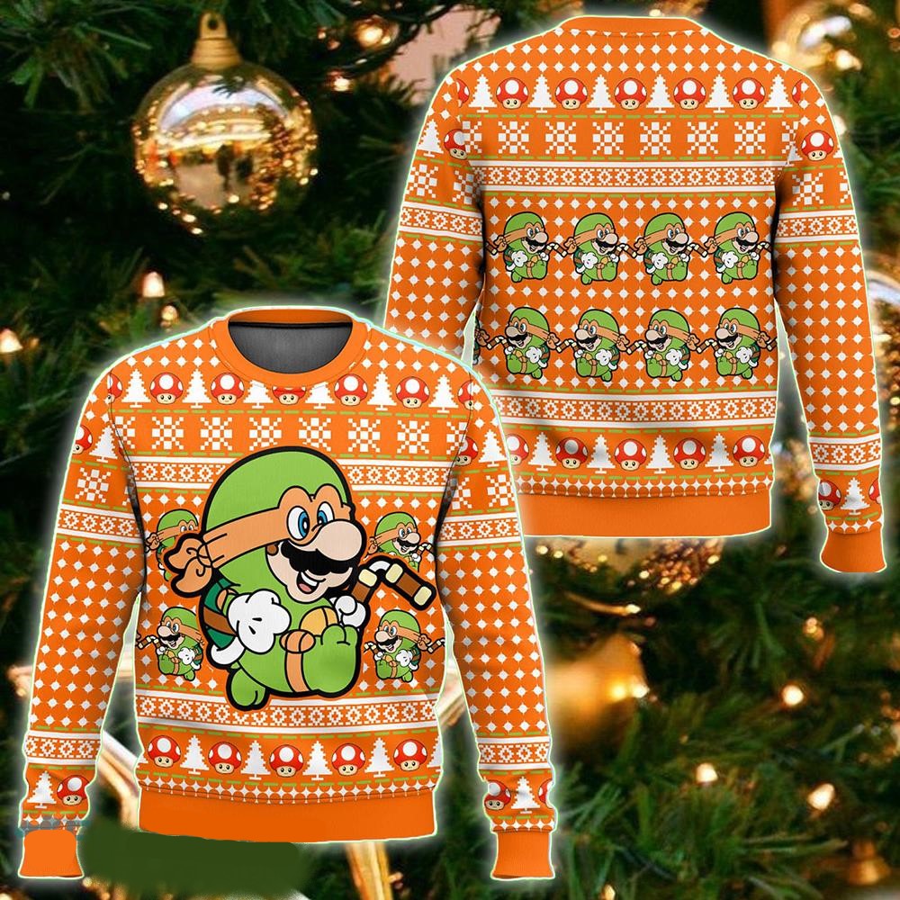 Mario Sweatshirt Super Mikey Bro Mario Character Sweatshirt Orange Uni ...