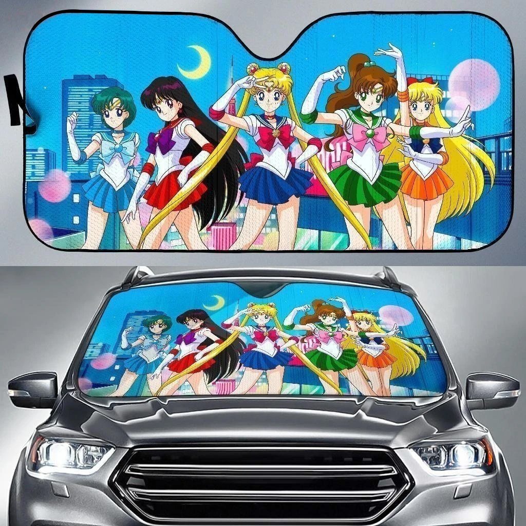 Unifinz Sailor Moon Car Sun Shade Vintage Sailor Moon Team Windshield